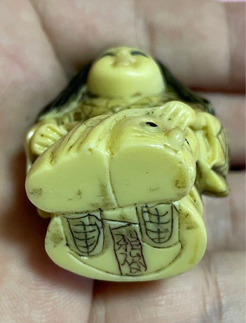 Antique rare hand crafted netsuke Japanese sage 1950s resin, Hobbies ...