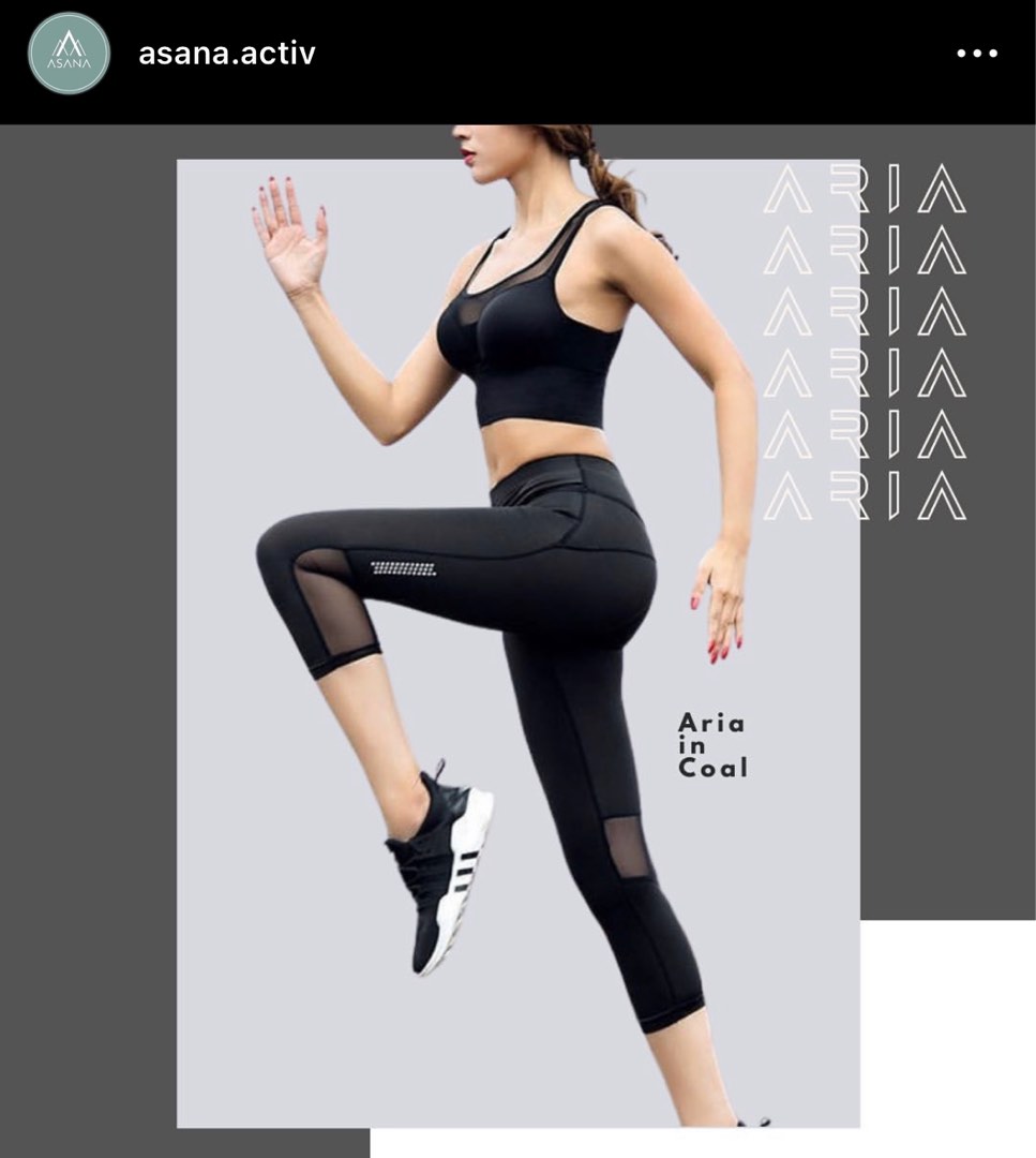 Asana Activ Aria Leggings In Coal And Navy Womens Fashion Activewear