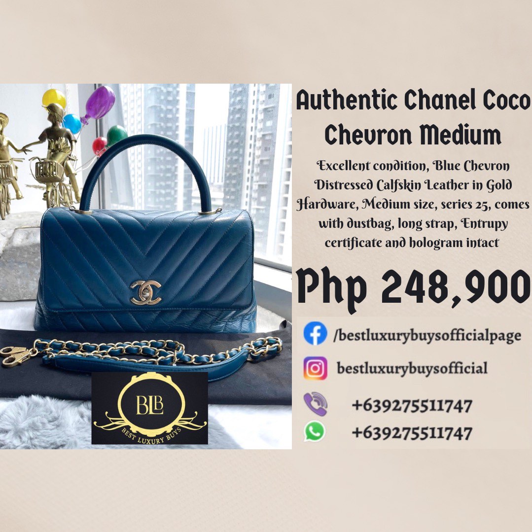 Authentic Chanel Coco Medium Chevron Two way Flap Bag with Entrupy, Luxury, Bags & Wallets on ...