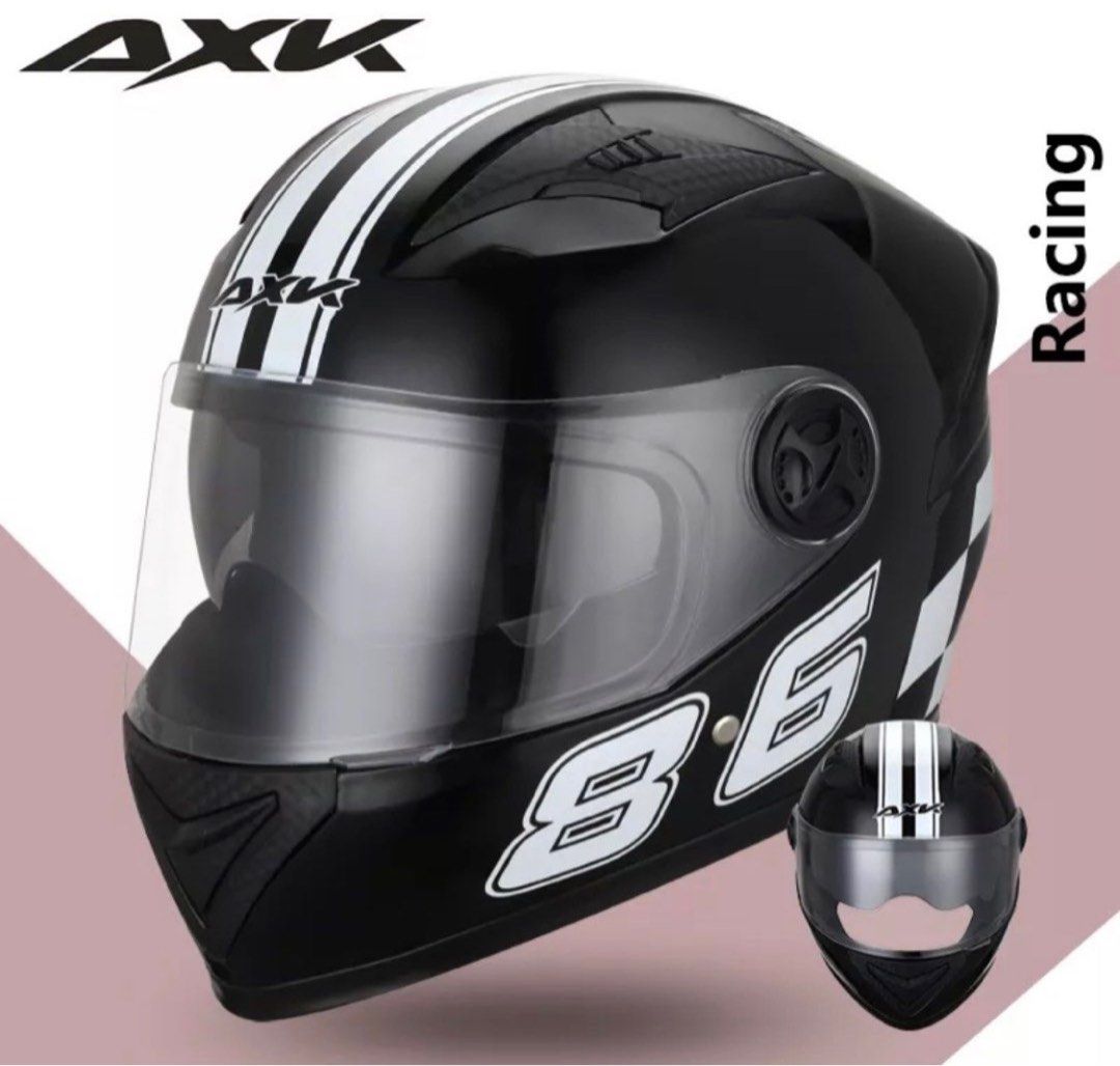 AXK 557 Double Miorr Motorcycle Full 33% Face Helmet Wite ICC ...