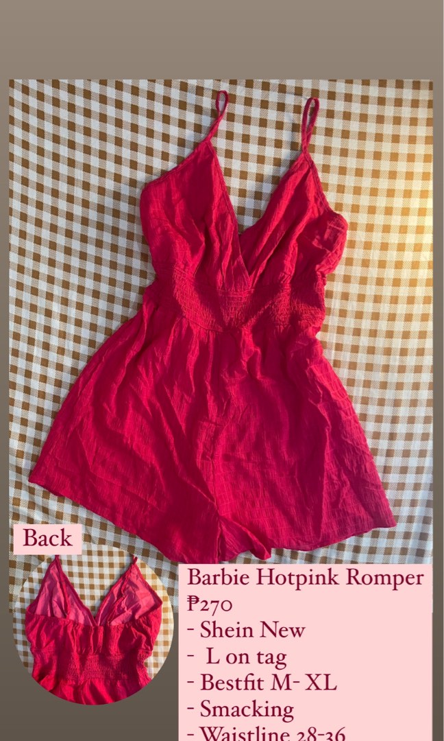 Barbie Hotpink Romper, Women's Fashion, Dresses & Sets, Dresses on ...