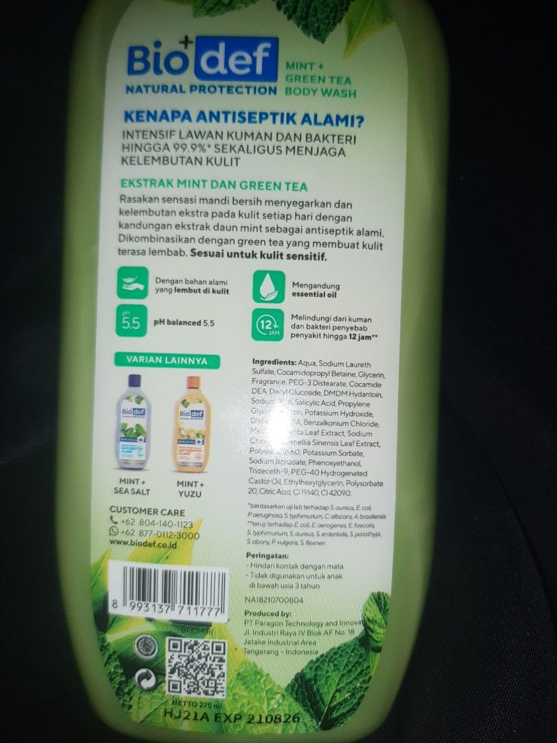 BIODEF BODY WASH NATURAL PROTECTION, Kesehatan & Kecantikan, Kulit ...
