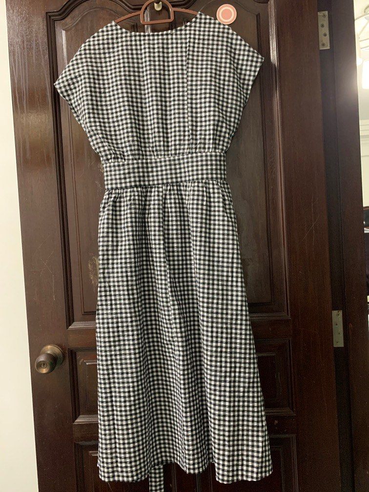 Midi Black and White Checks Dress, Women's Fashion, Dresses & Sets ...