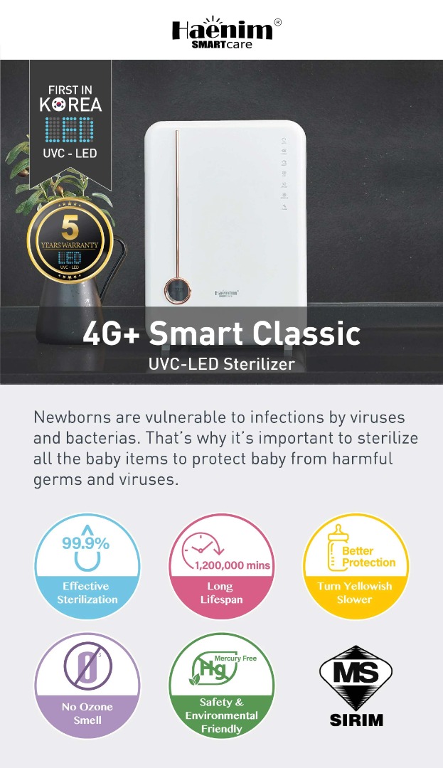 BNIB - Haenim 4G+ Smart Classic UVC-LED Sterilizer, Babies & Kids ...
