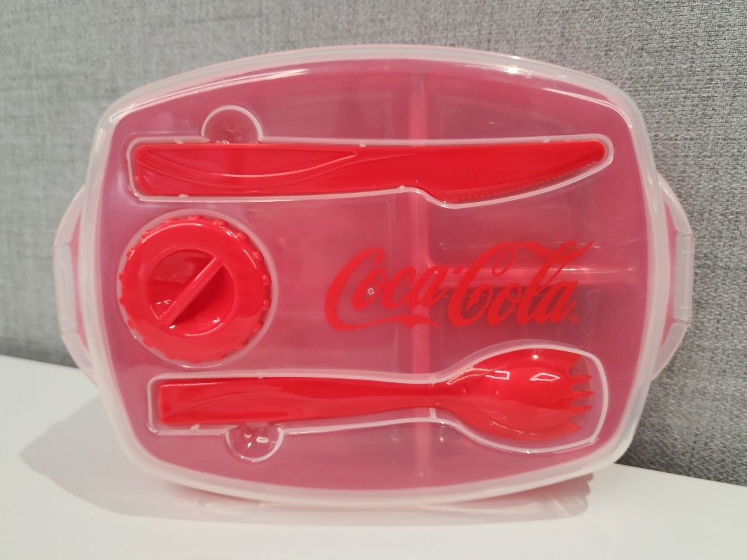 Brand New Coca-Cola Plastic Lunch Box with Fork & Knife, Everything ...