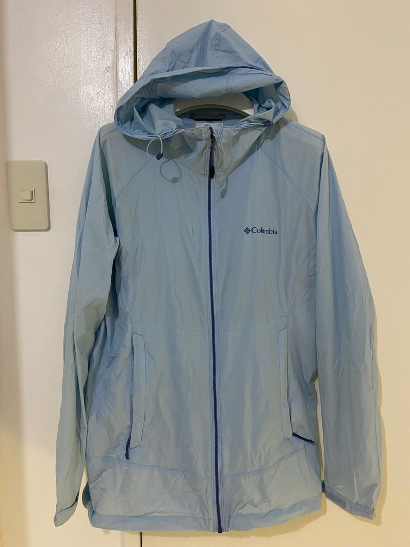 BRANDED COLUMBIA HOODIE JACKET WINDBREAKER BABY BLUE, Women's Fashion ...