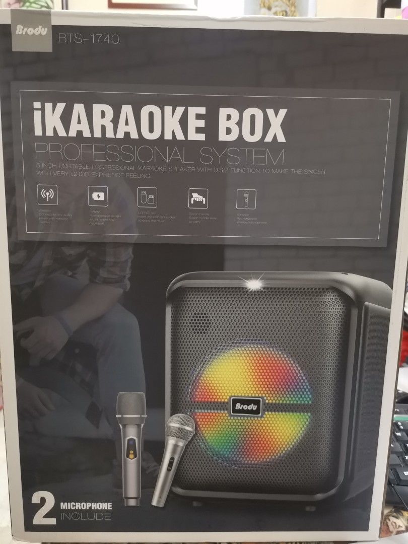Brodu karaoke box 8inch speaker high quality BTS-1740, Audio, Soundbars ...