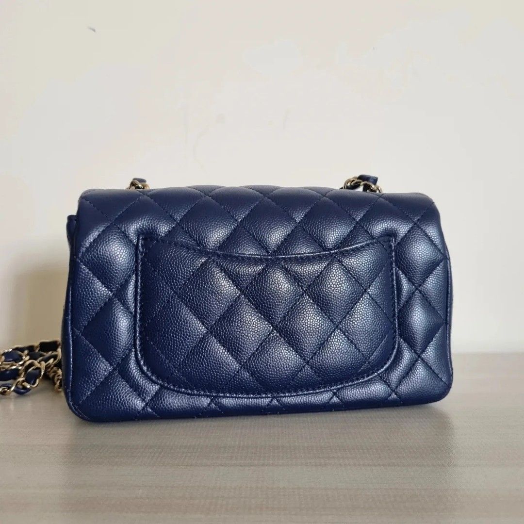 Chanel Mini Caviar Rectangular Navy Gold Hardware, Luxury, Bags ...