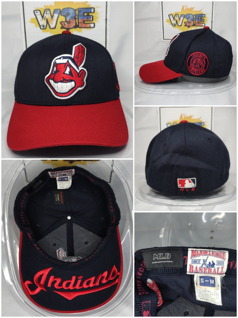 CHIEF WAHOO INDIANS BRIM SCRIPT FLEXFIT SIZE S-M - LEGIT MLB, Men's ...