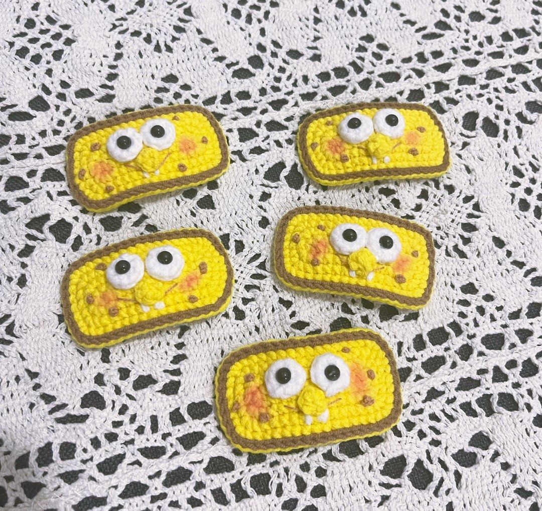 Crochet Spongebob hair clip, Hobbies & Toys, Stationery & Craft ...