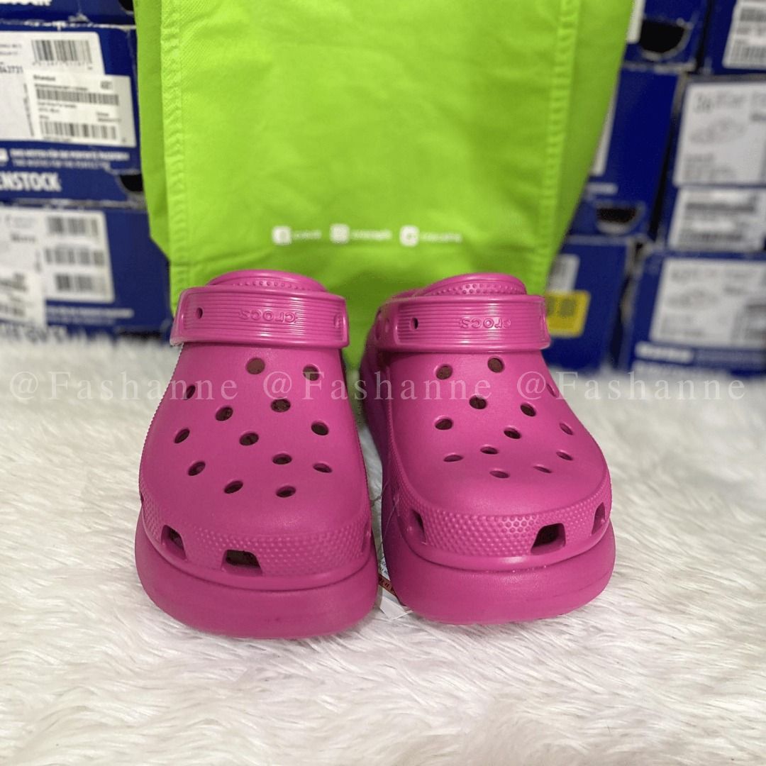 Crocs Classic Crush Clog Fuchsia Fun, Women's Fashion, Footwear, Flats ...