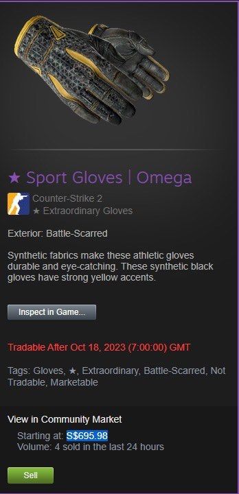 CSGO CS2 Sport Gloves | Omega BS, Hobbies & Toys, Toys & Games on Carousell