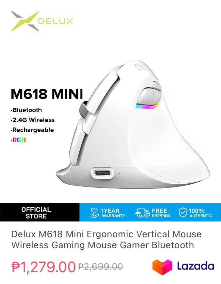 Delux M618 Mini Wireless Ergonomic Mouse, Computers & Tech, Parts & Accessories, Mouse ...