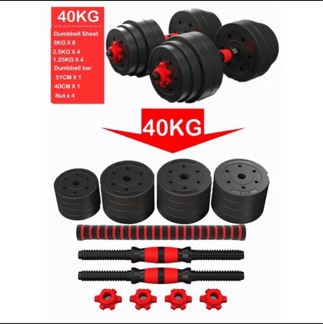 Dumbbell Set/Barbell Set 40kg, Sports Equipment, Exercise & Fitness ...