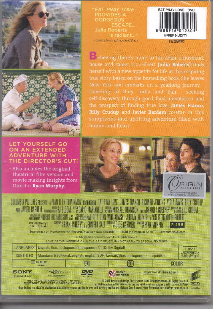 Eat Pray Love ***original dvd***, Hobbies & Toys, Music & Media, CDs ...