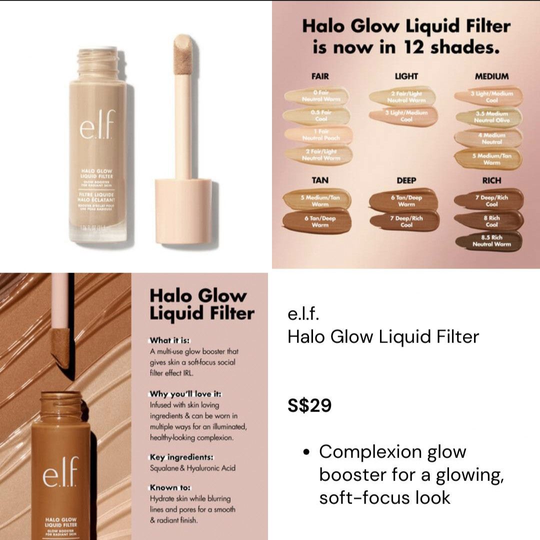 Elf halo glow liquid filter, Beauty & Personal Care, Face, Makeup on ...