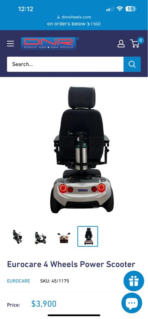 Eurocare 4 Wheels Power Scooter, Health & Nutrition, Assistive ...