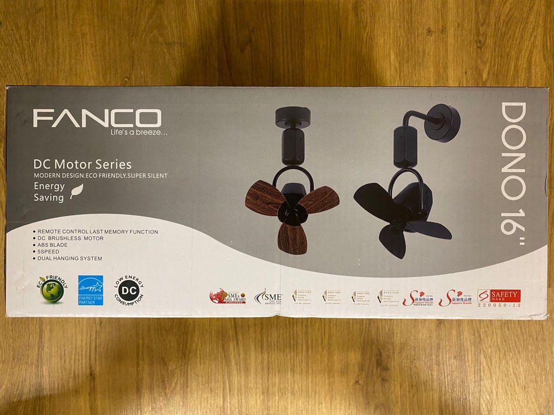 Fanco Dono 16" DC Wall/Ceiling Fan with Remote, Furniture & Home Living ...