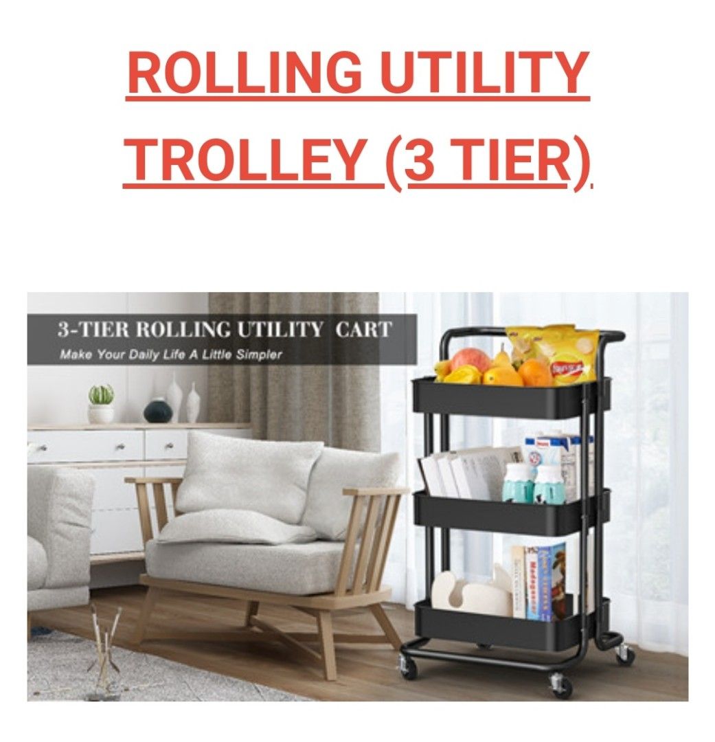 Foldable Kitchen Rack Rolling Storage Cart | Kitchen Trolley | Storage ...
