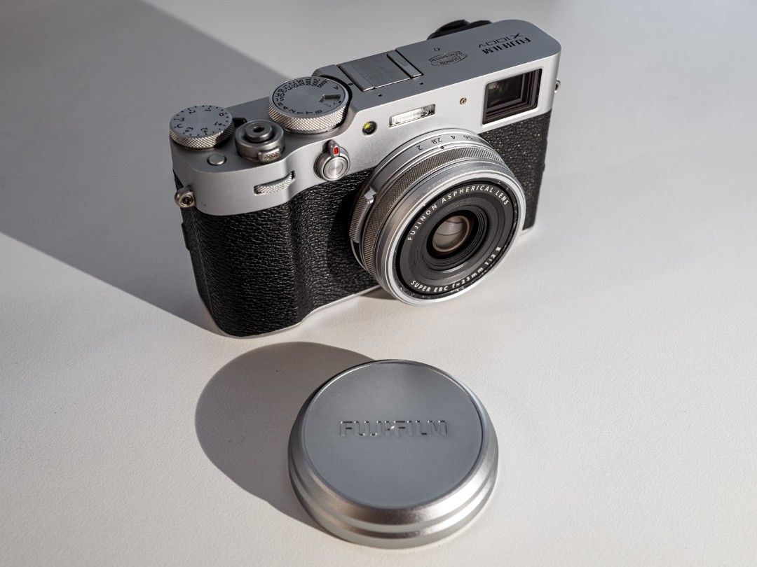 Fujifilm X100V Silver + Adapter Ring, Photography, Cameras on Carousell