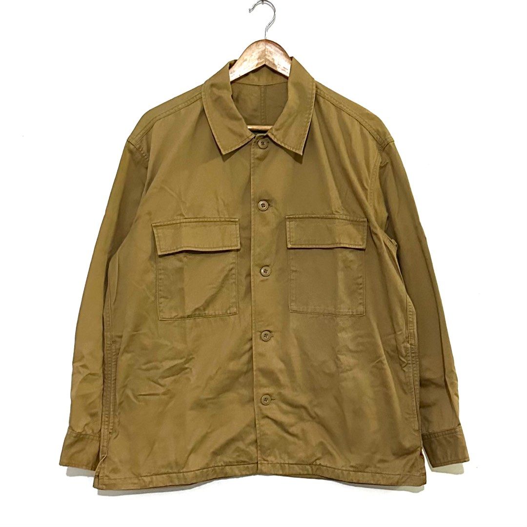 GU by Uniqlo Khaki Utility Overshirt, Men's Fashion, Coats, Jackets and ...
