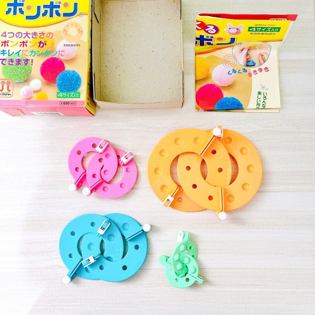 Hamanaka Wool Yarn Pom Pom (Bon Bon) Maker Craft Set (4 size), Hobbies ...