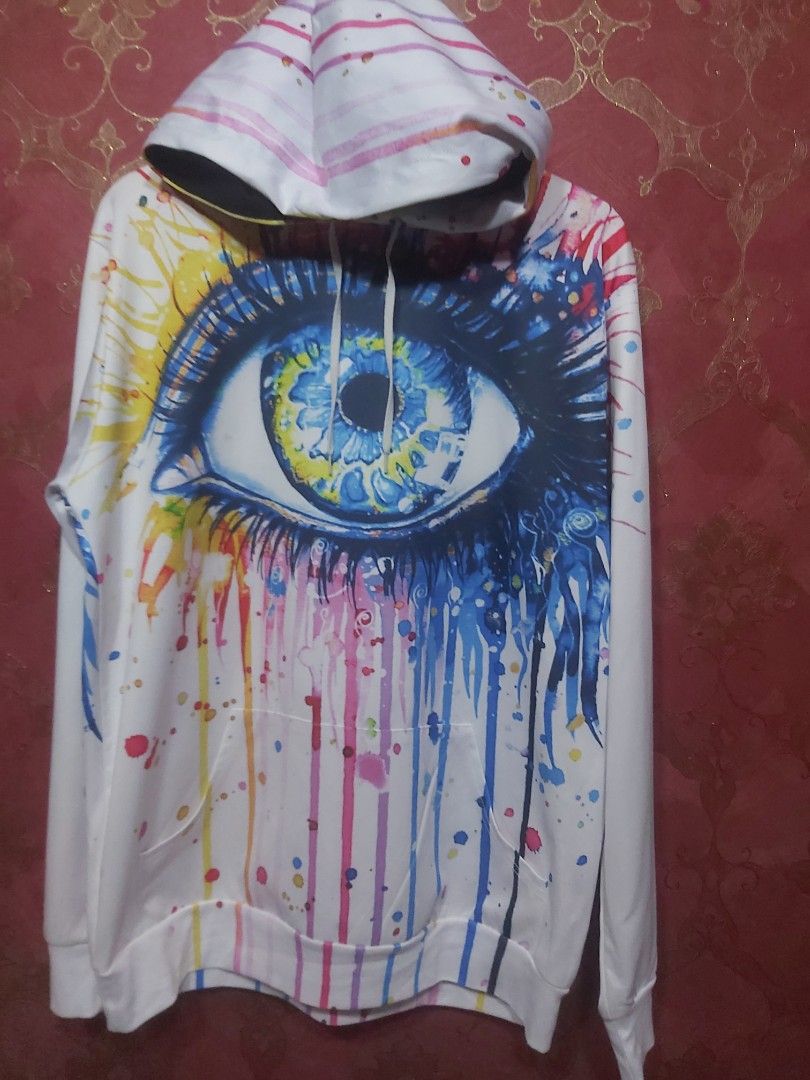 Hoodie paint splash eye 3D, Fesyen Pria, Pakaian , Baju Luaran di Carousell