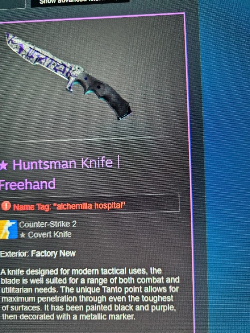 Huntsman Knife Freehand Factory New Cs Knife, Video Gaming, Gaming ...