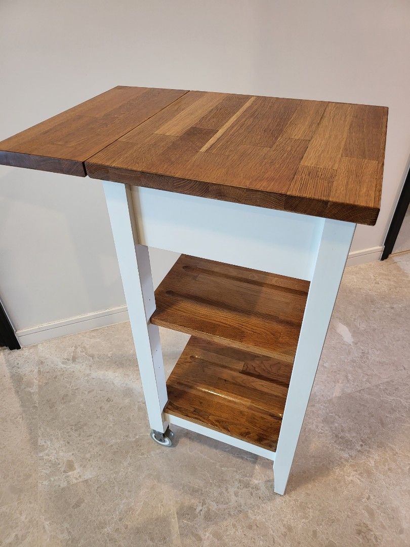 Ikea STENSTORP Kitchen Trolley, White/Oak, 45x43x90 cm, Furniture ...