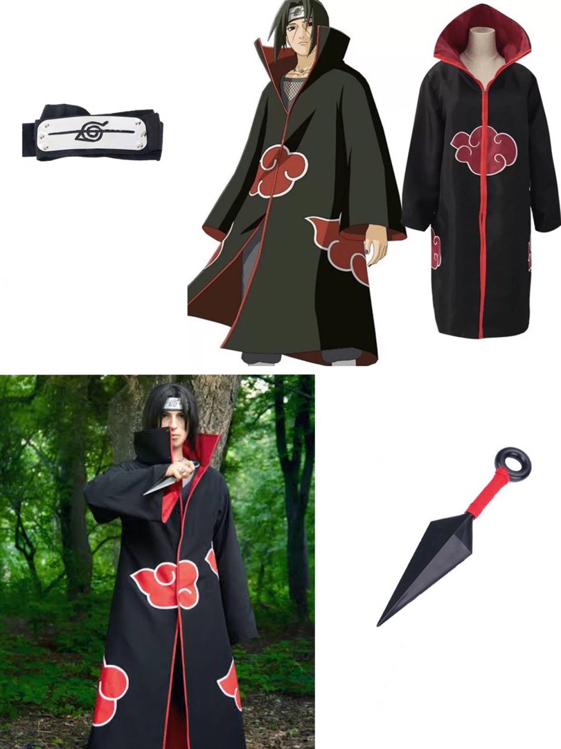 Itachi Cosplay Akatsuki Naruto Anime Cloak Ninja Male Costume and Props ...