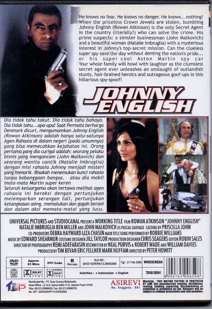 Johnny English ***original dvd***, Hobbies & Toys, Music & Media, CDs ...