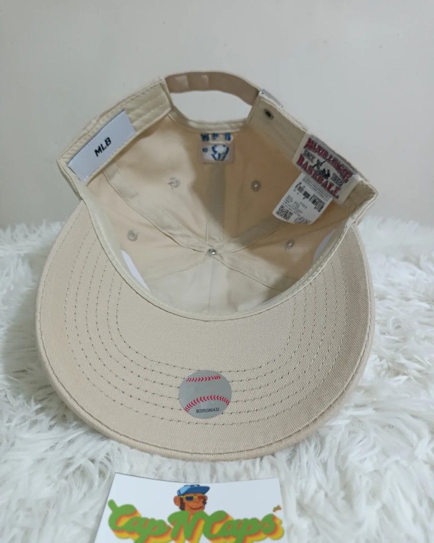 Khaki / Blue Big logo LA font dad hat/cap by MLB Korea, Men's Fashion ...