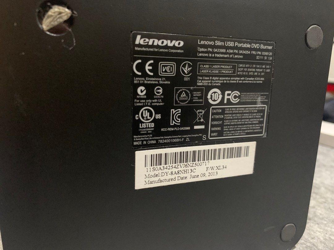 Lenovo Original CD/DVD Drive for Laptop or Desktop Portable External ...