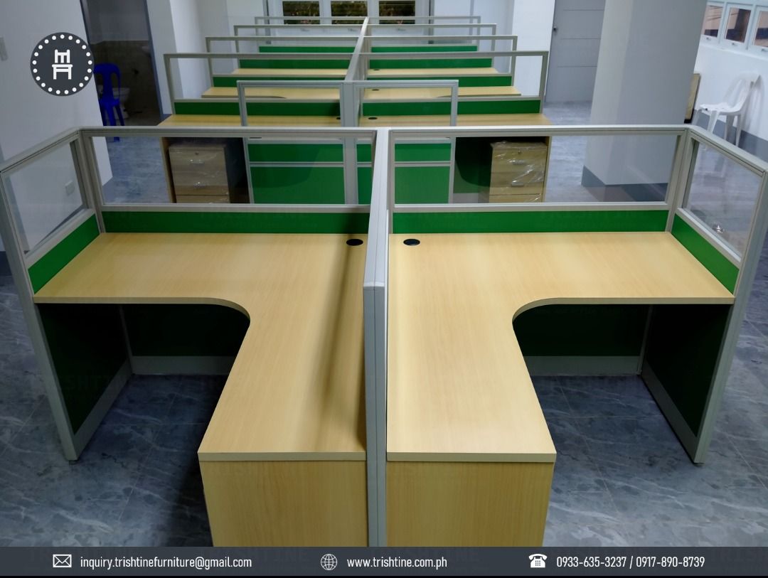 L-Shape Cubicle Laminated with Glass, Furniture & Home Living, Office ...