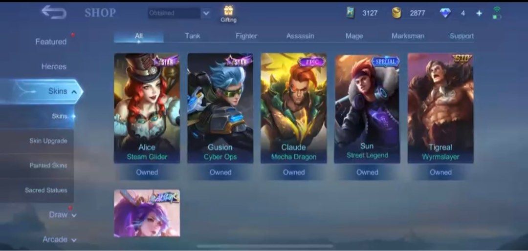 M3 roger with full stun and 515 hanabi and many epic limited skins ...