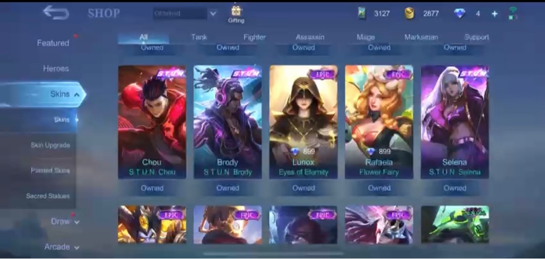M3 roger with full stun and 515 hanabi and many epic limited skins ...