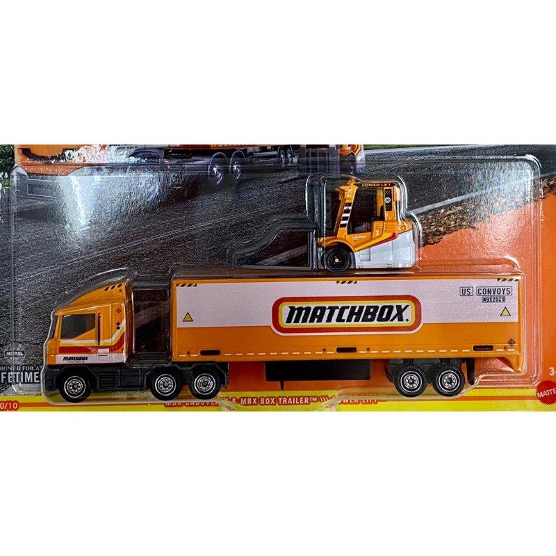 MBX Matchbox Convoys CABOVER BOX TRAILER POWER LIFT Orange Stock Lorry ...