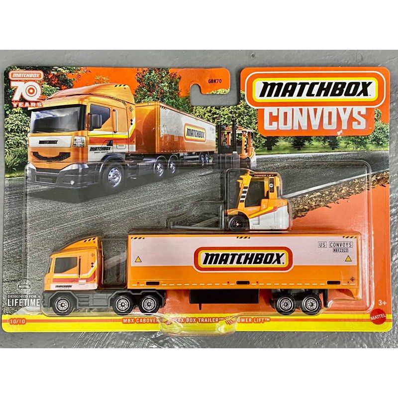 MBX Matchbox Convoys CABOVER BOX TRAILER POWER LIFT Orange Stock Lorry ...