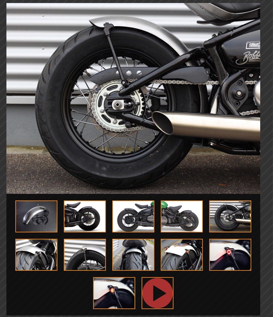 Metal rear fender incl. struts with lighting Triumph Bobber ...