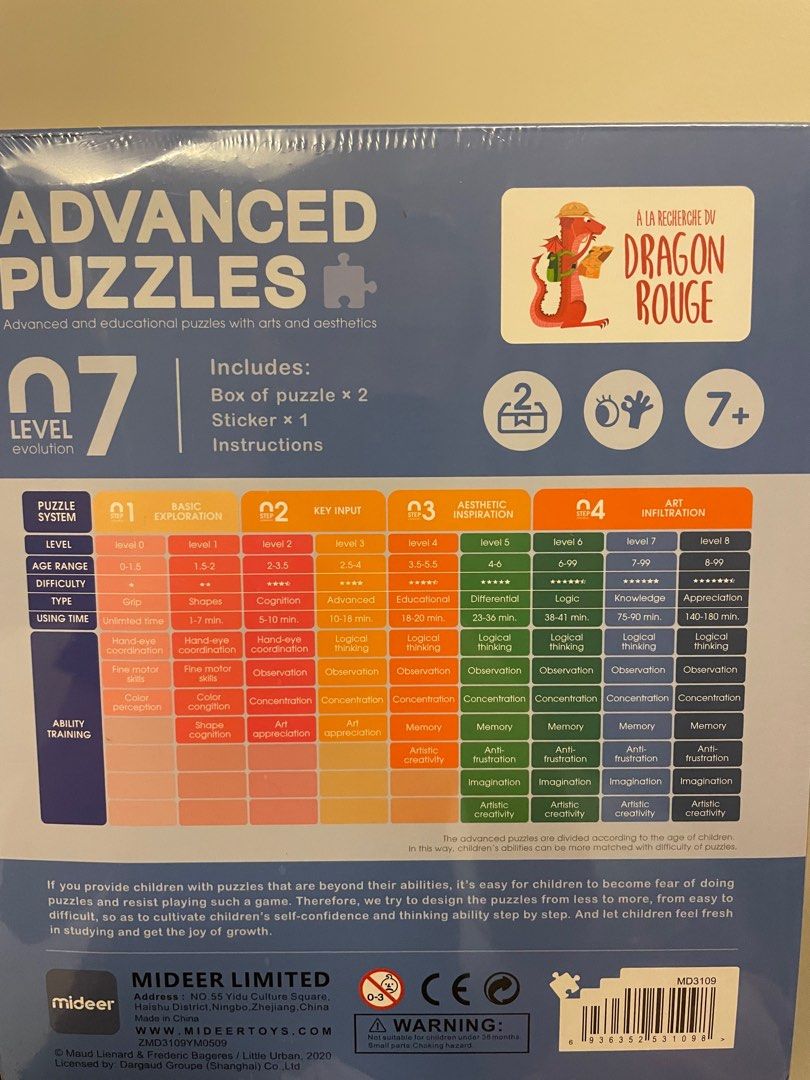 Mideer Advanced Puzzles level 7, Hobbies & Toys, Toys & Games on Carousell