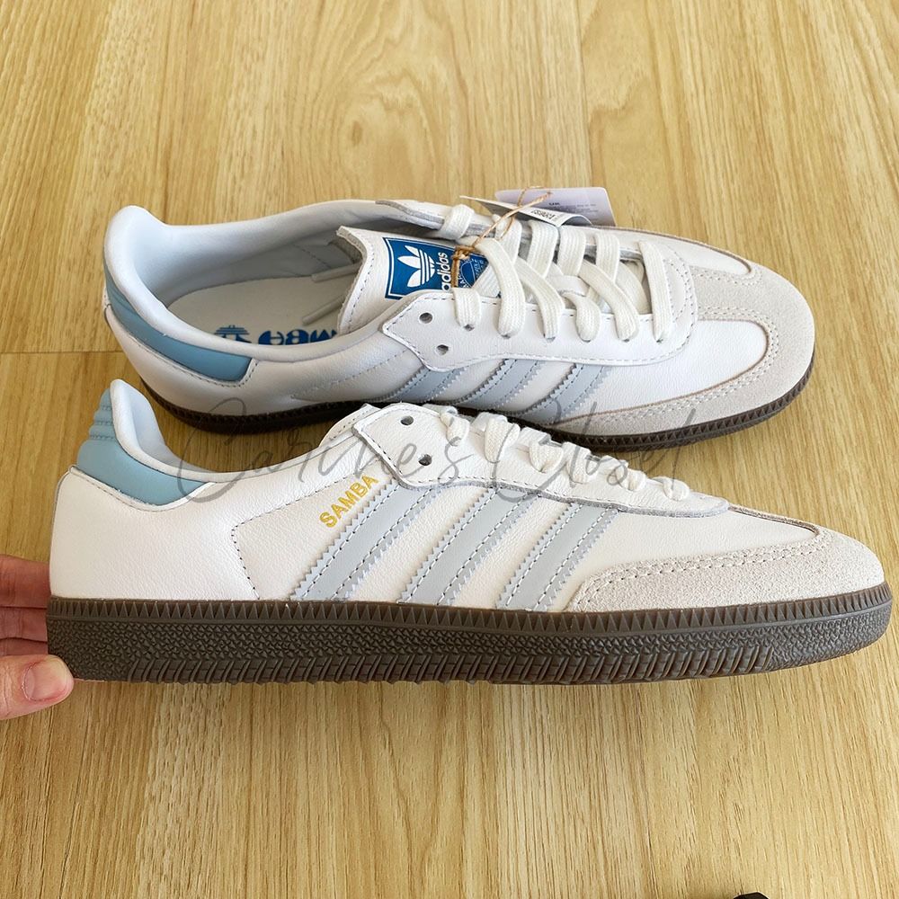 ON HAND Authentic ADIDAS Samba OG White Blue Halo Sneakers Size Womens ...