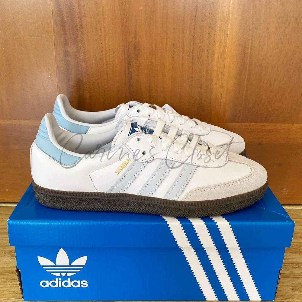 ON HAND Authentic ADIDAS Samba OG White Blue Halo Sneakers Size Womens ...