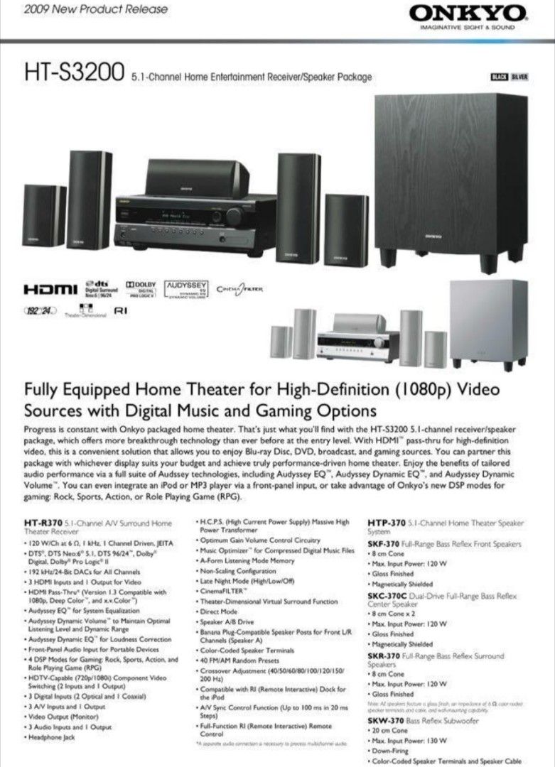 Onkyo HT-R370 5.1 surround system, Audio, Soundbars, Speakers ...