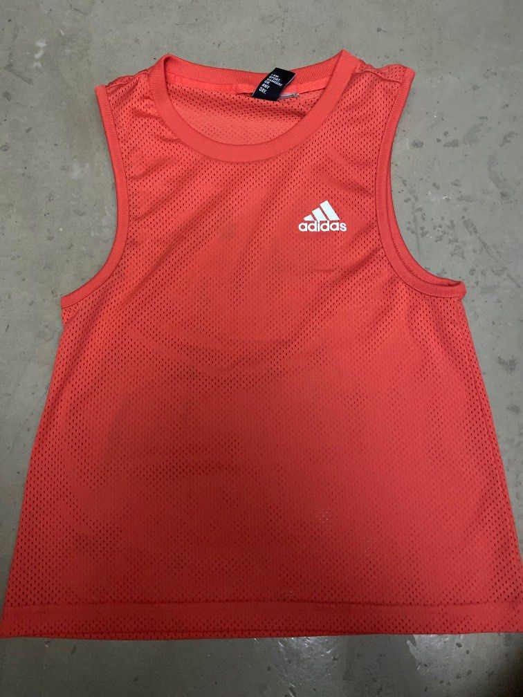 Orange adidas mesh top, Women's Fashion, Activewear on Carousell