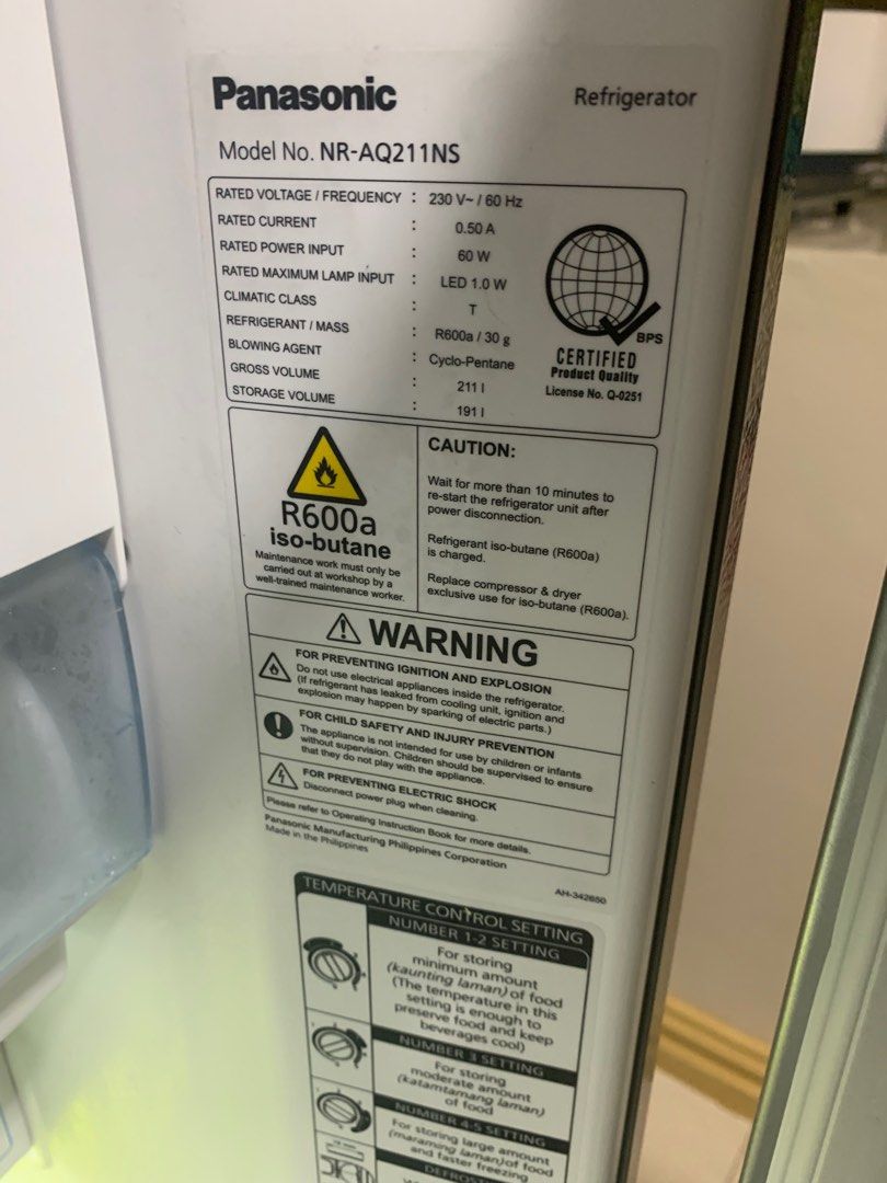 Panasonic NR-AQ211NS, TV & Home Appliances, Kitchen Appliances ...