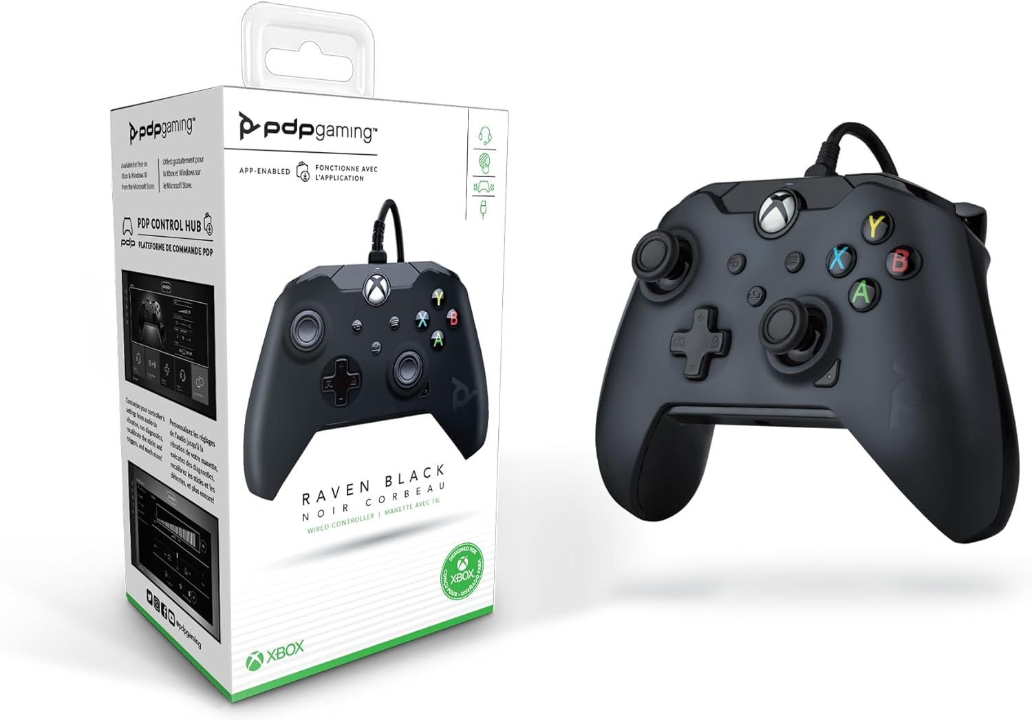 PDP Gaming Wired Controller: Raven Black - Xbox Series X|S, Xbox One ...