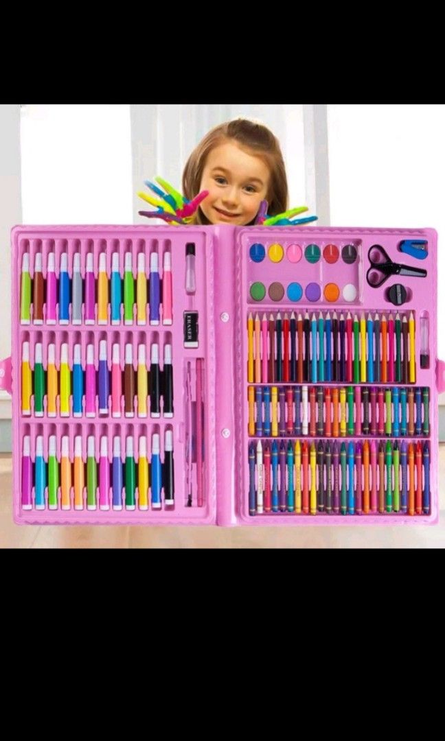 Perlengkapan menggambar krayon anak set koper 150 in 1 crayon, Bayi ...
