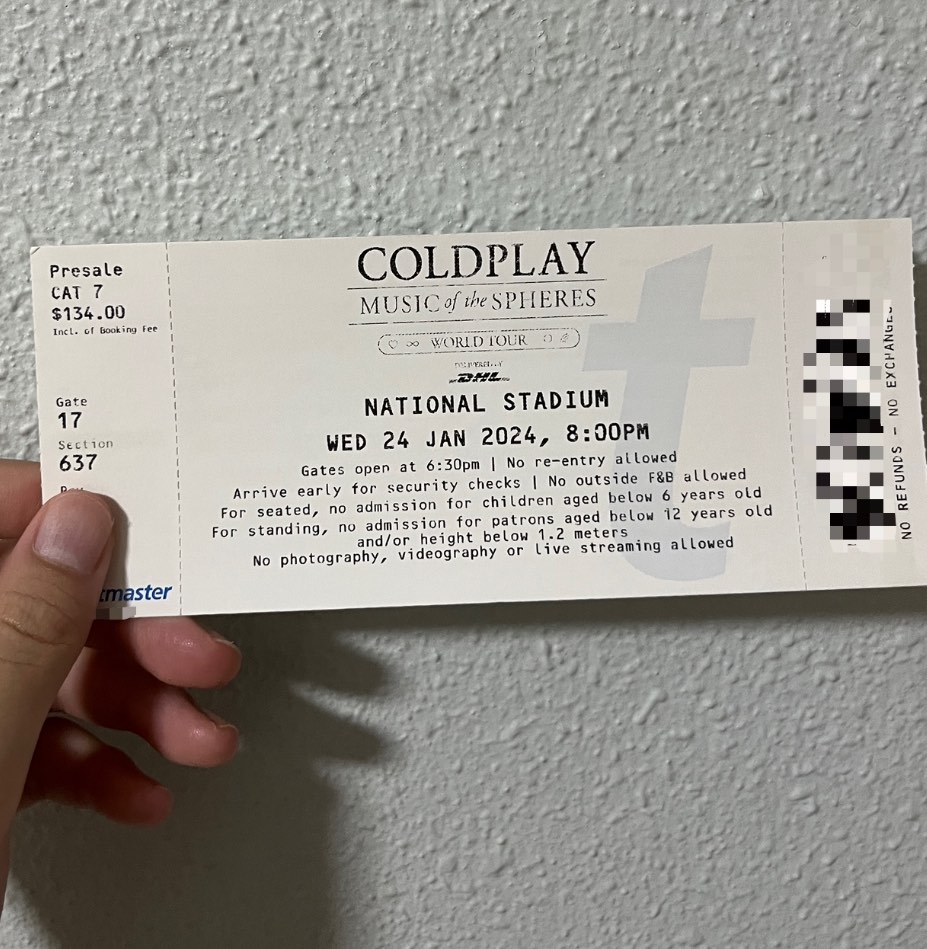 PHYSICAL COLDPLAY TICKETS x1, Tickets & Vouchers, Event Tickets on ...