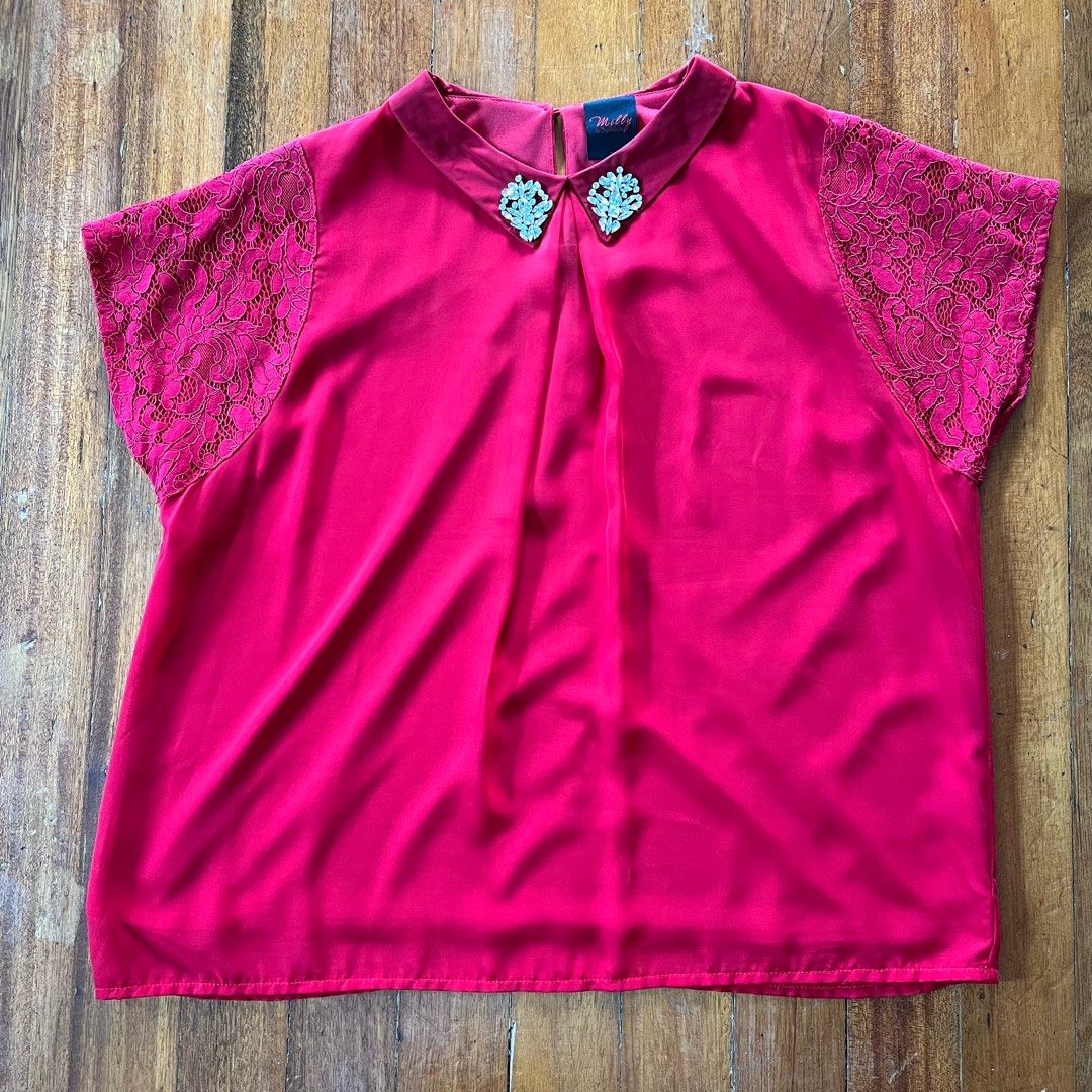 Plus Size Red Formal Blouse Womens Fashion Tops Blouses On Carousell