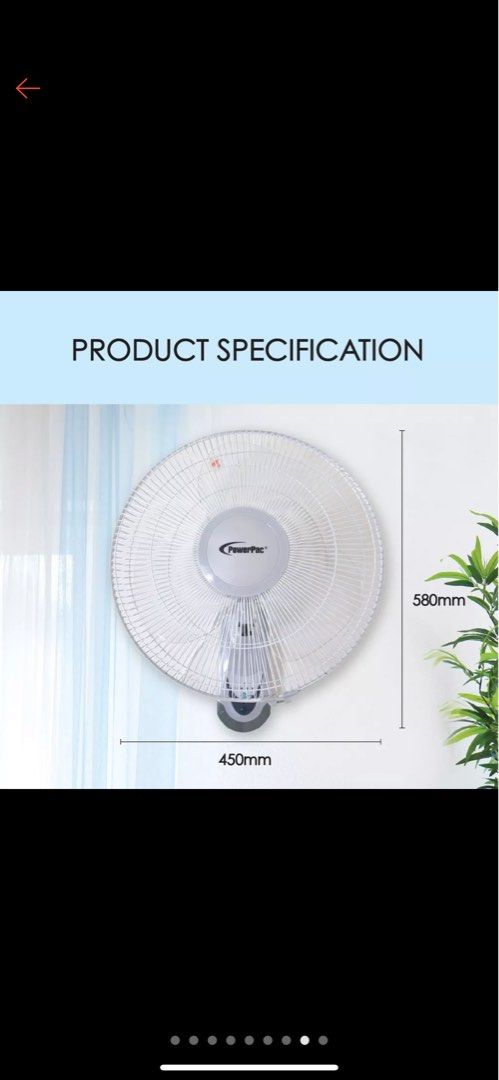 Powerpac wall fan 16 inch with remote control, Furniture & Home Living ...